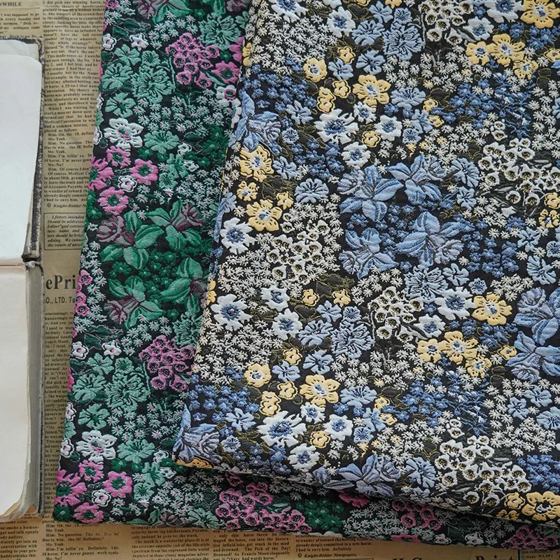 Retro Contrasting Color Floral Jacquard Fabric for Women's Dress Sewing ...