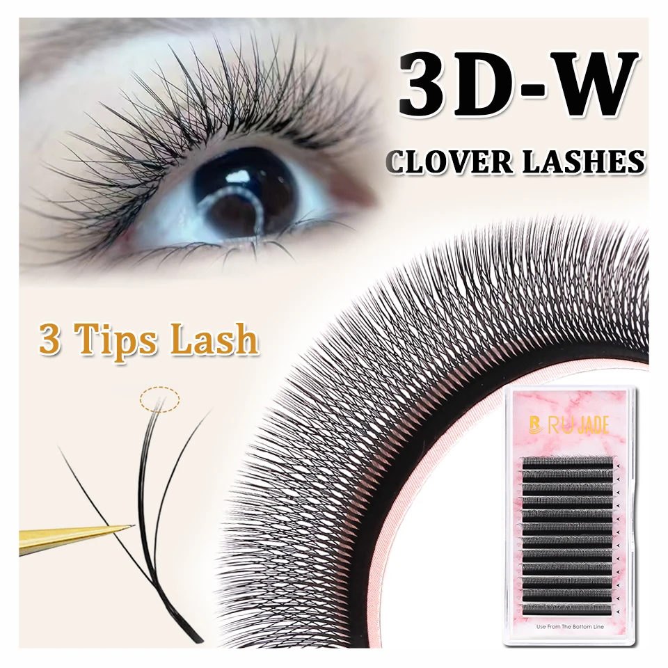 RUJADE W-Shaped 3D Clover Eye Lashes Extension Soft Black Eyelash ...