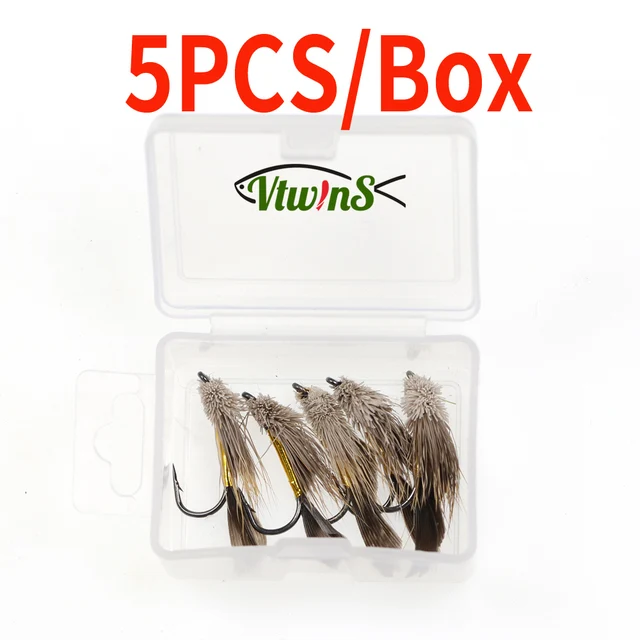 Vtwins 6# Fishing Baits Deer Hair Head Brown Muddler Minnow Trout Fly ...