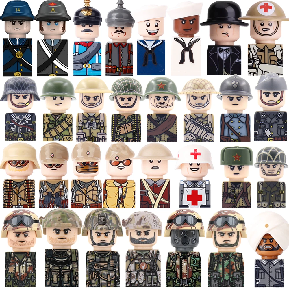 WW2-Military-US-British-German-Soviet-Soldier-Building-Block-Figure ...