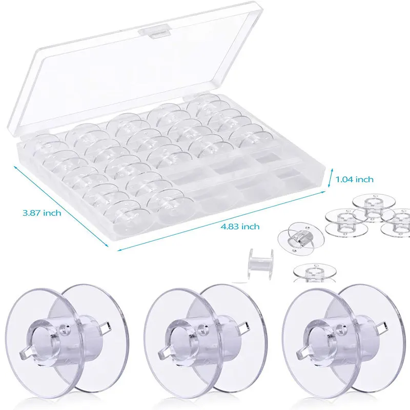 25Pcs-Plastic-Sewing-Machine-Bobbins-Spools-Clear-Sewing-Empty-Bobbins ...