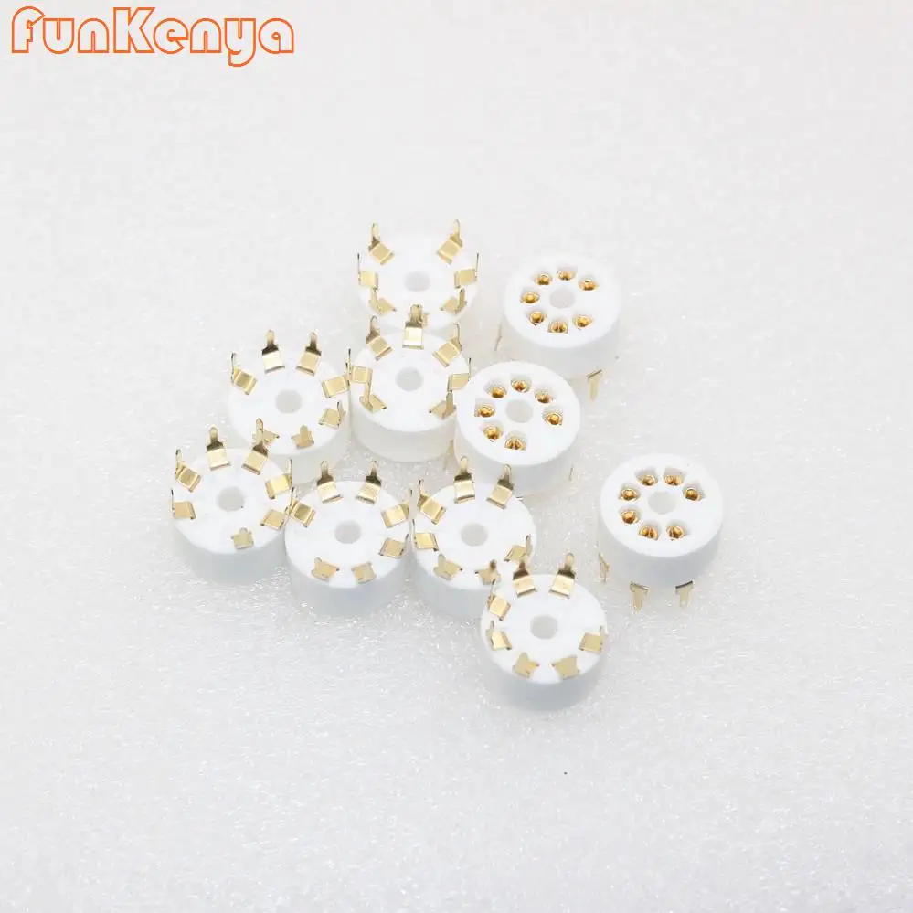10-Piece-Small-7-Pin-Tube-Holder-Ceramic-Gold-Plating-GZC7-Y-B-Power ...