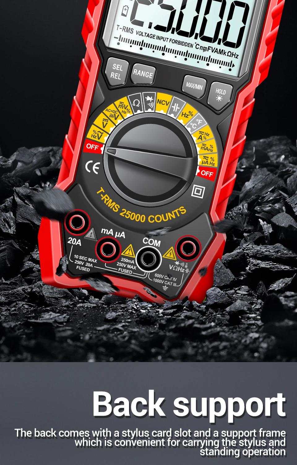 ANENG-multímetro inteligente SZ20, medidor de rango Manual, 25000 ...