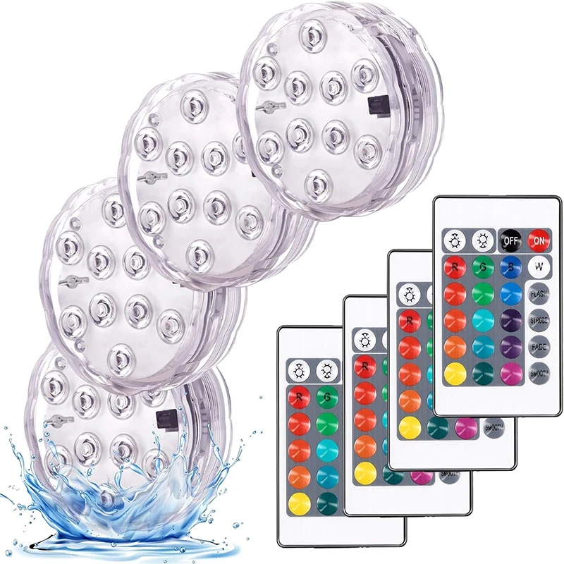 10Led-Swimming-Pool-Light-Remote-Control-RGB-Dive-Fish-Light-LED ...
