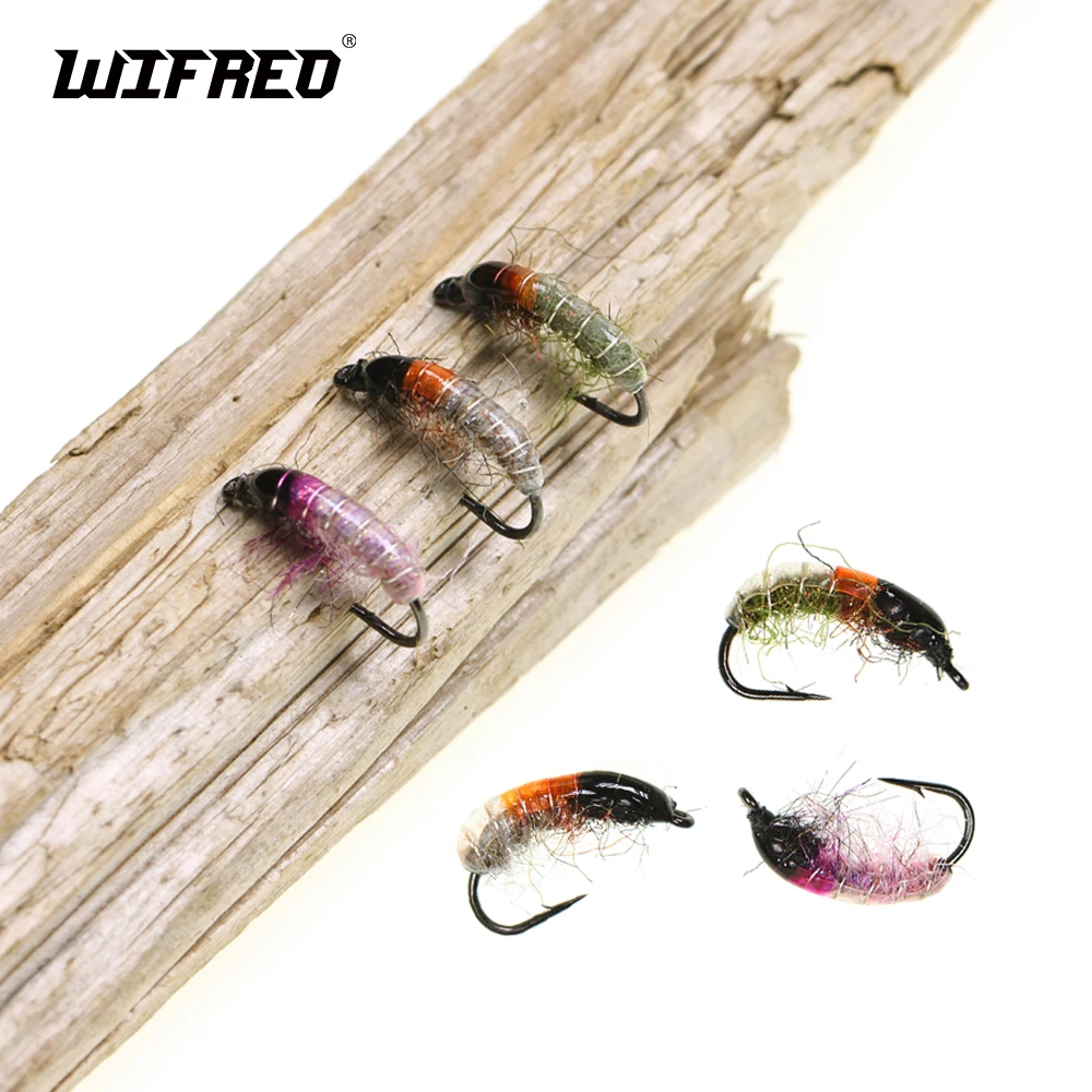 Wifreo 6PCS 10# 12# Shrimp Fly Scud Bug Worm Flies Czech Nymph Trout ...