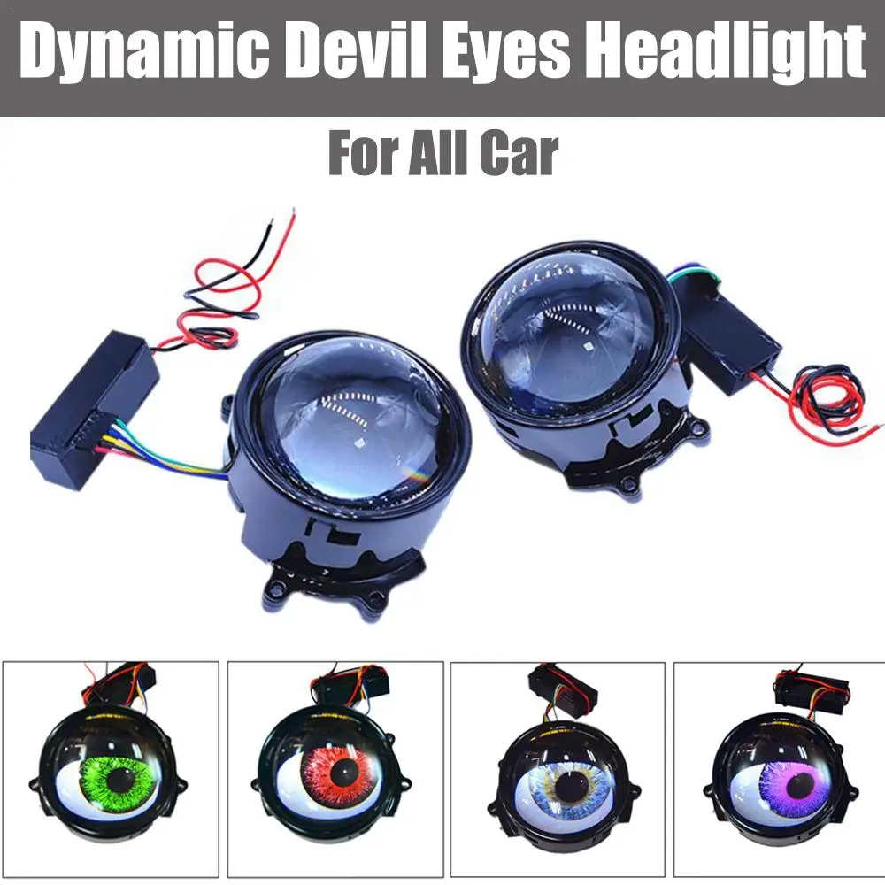 Car-LED-Headlight-Dynamic-Devil-Eyes-2Pcs-3D-Stereo-Demon-Evil-Eyes ...