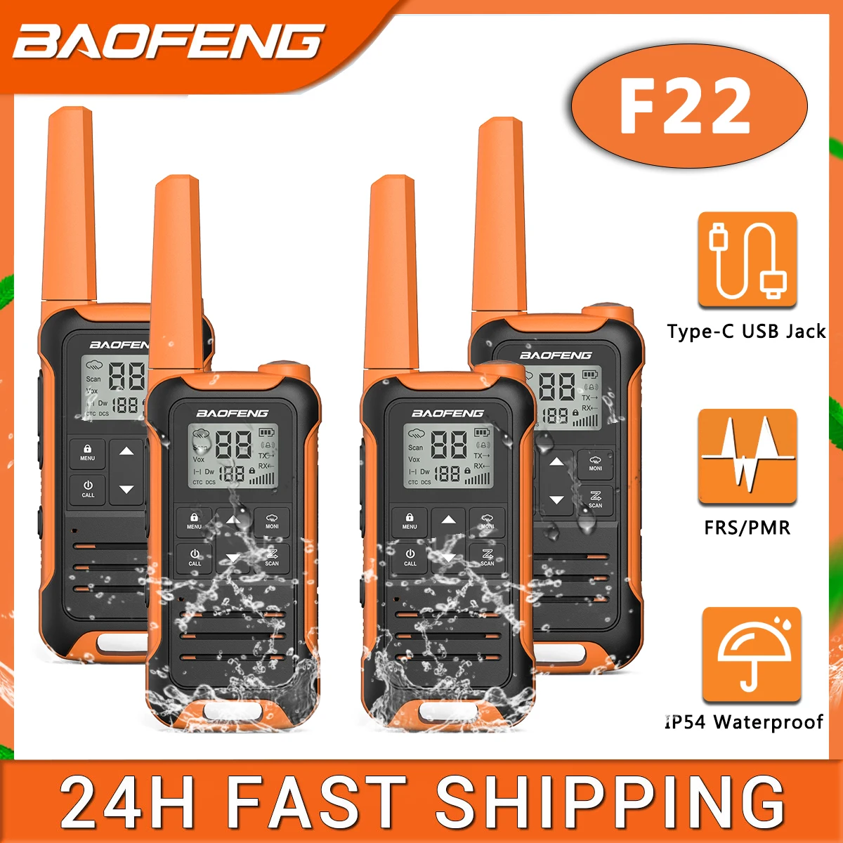2pcs-Baofeng-F22-Mini-Walkie-Talkie-PMR-FRS-Portable-LCD-Display-Two ...