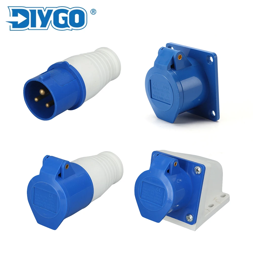 DIY-GO-32A-3Pin-2P-E-Electrical-Wire-Cable-Outdoor-Waterproof-Connector ...