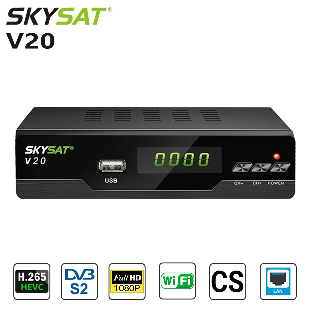 SKYSAT Receptor satélite V20 DVB S2, compatible con CS Cline, WiFi, H.265|Receptor de TV por ...