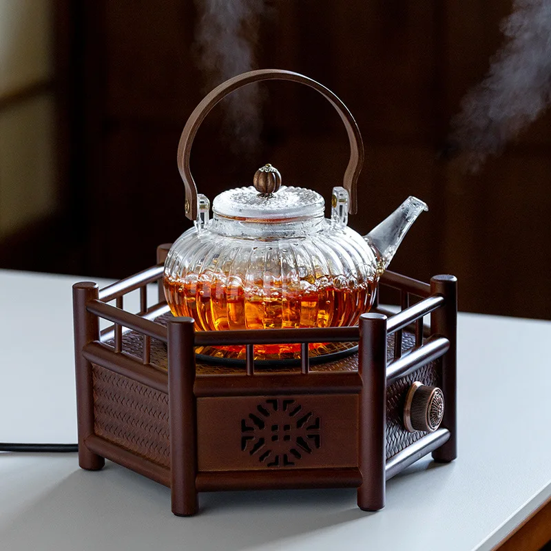 Bamboo-Weaving-Electric-Stove-Glass-Teapot-Kung-Fu-Tea-Set-Chinese-Tea ...