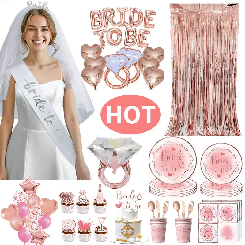 NEW Bride To Be decoration Sash Veil Crown Glasses Team Bride Badge ...