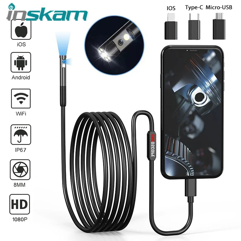 INSKAM-Mini-Endoscope-Camera-1080P-Single-Dual-8MM-Lens-Hard-Cable ...