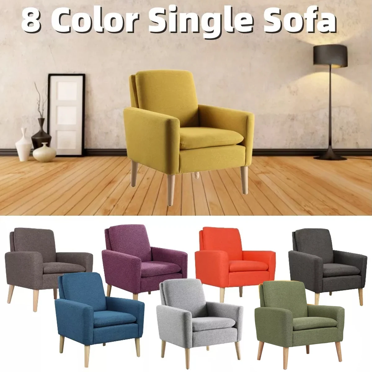 Modern Accent Armchair Comfy Fabric Armchair With Upholstered Single ...