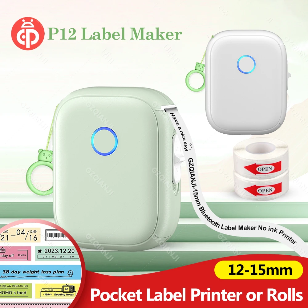Portable Mini Labeling Printer Marklife P12 Thermal Adhesive Sticker ...