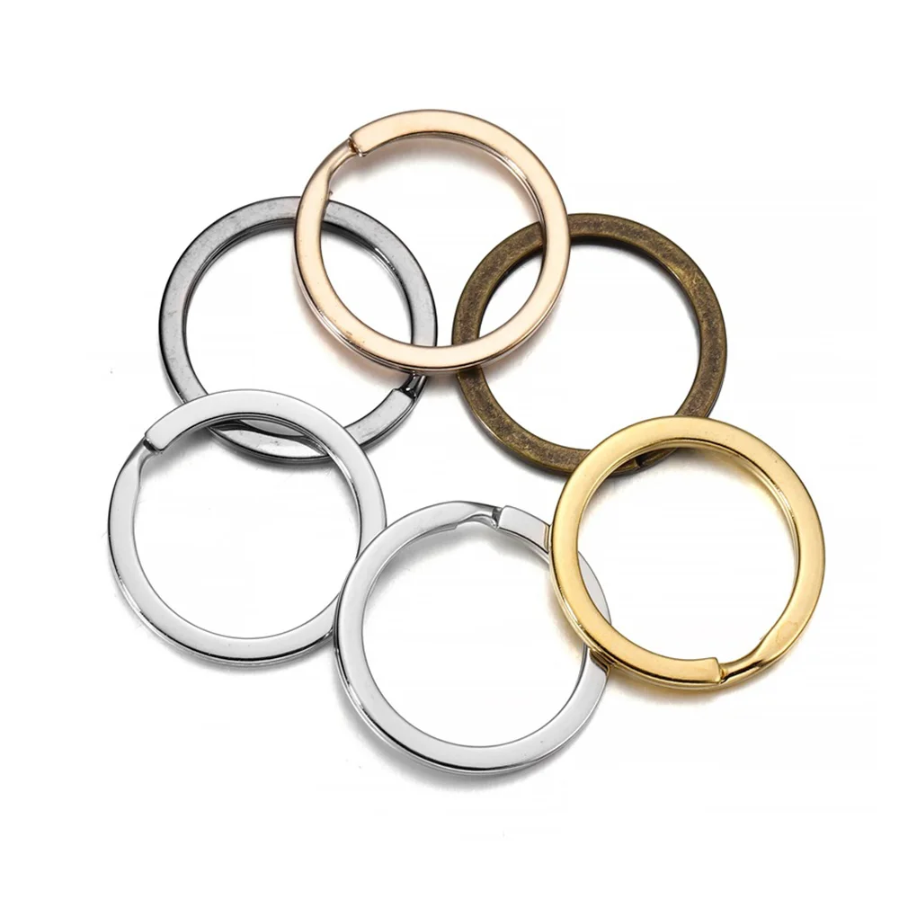 10Pcs-lot-25-28-30mm-Metal-Round-Keyring-Gold-Color-Key-Ring-Keychain ...