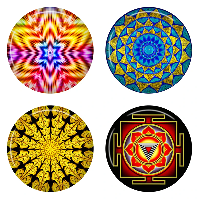 8-40mm Photo Glass Cabochon Pattern Round Glass Cabochons Colorful ...