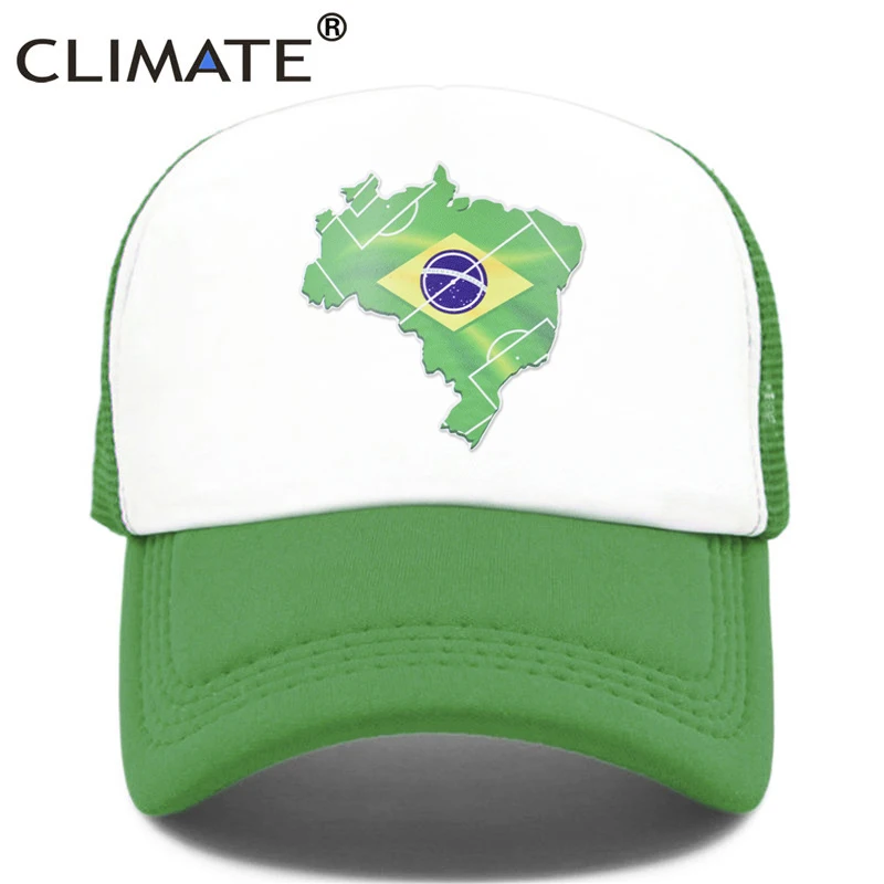CLIMATE Brazil Cap Brazilian Brazil Flag Map Trucker Cap National Football Fans Team Green Sport ...