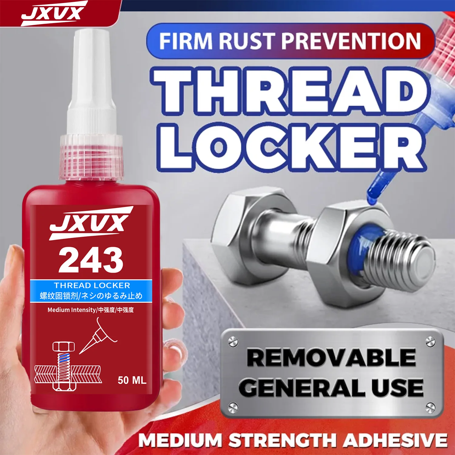 243 Blue Medium Strength Threadlockers, Universal Thread Adhesives, For ...