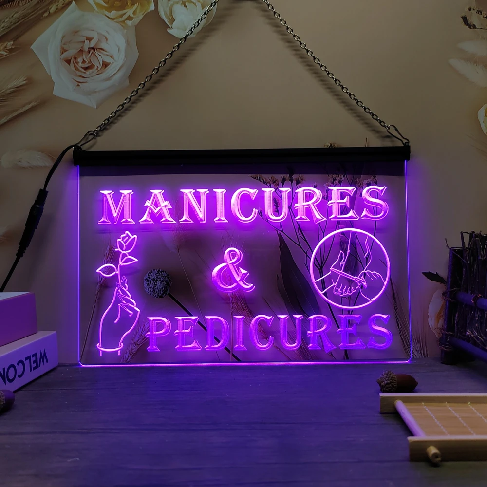 Manicures-Pedicures-Beauty-Salon-LED-Neon-Sign-3D-Carving-Wall-Art-for ...