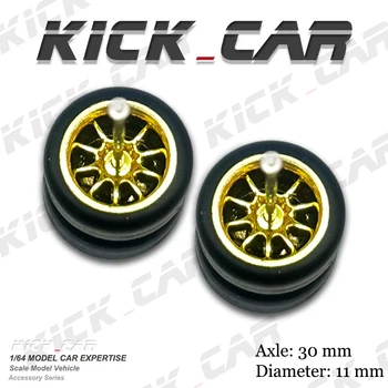 1/64 Kickcar Electroplated Wheels Rubber Tires Spoke Detail-up Modified ...