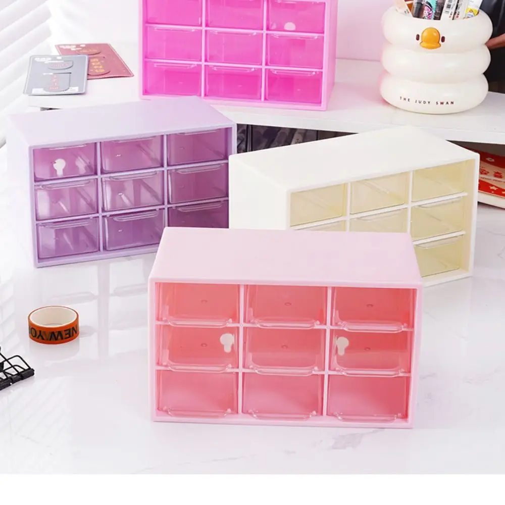 Cute Transparent 9 Grid Storage Boxes Wall-mounted Small Drawer 9 Grid ...