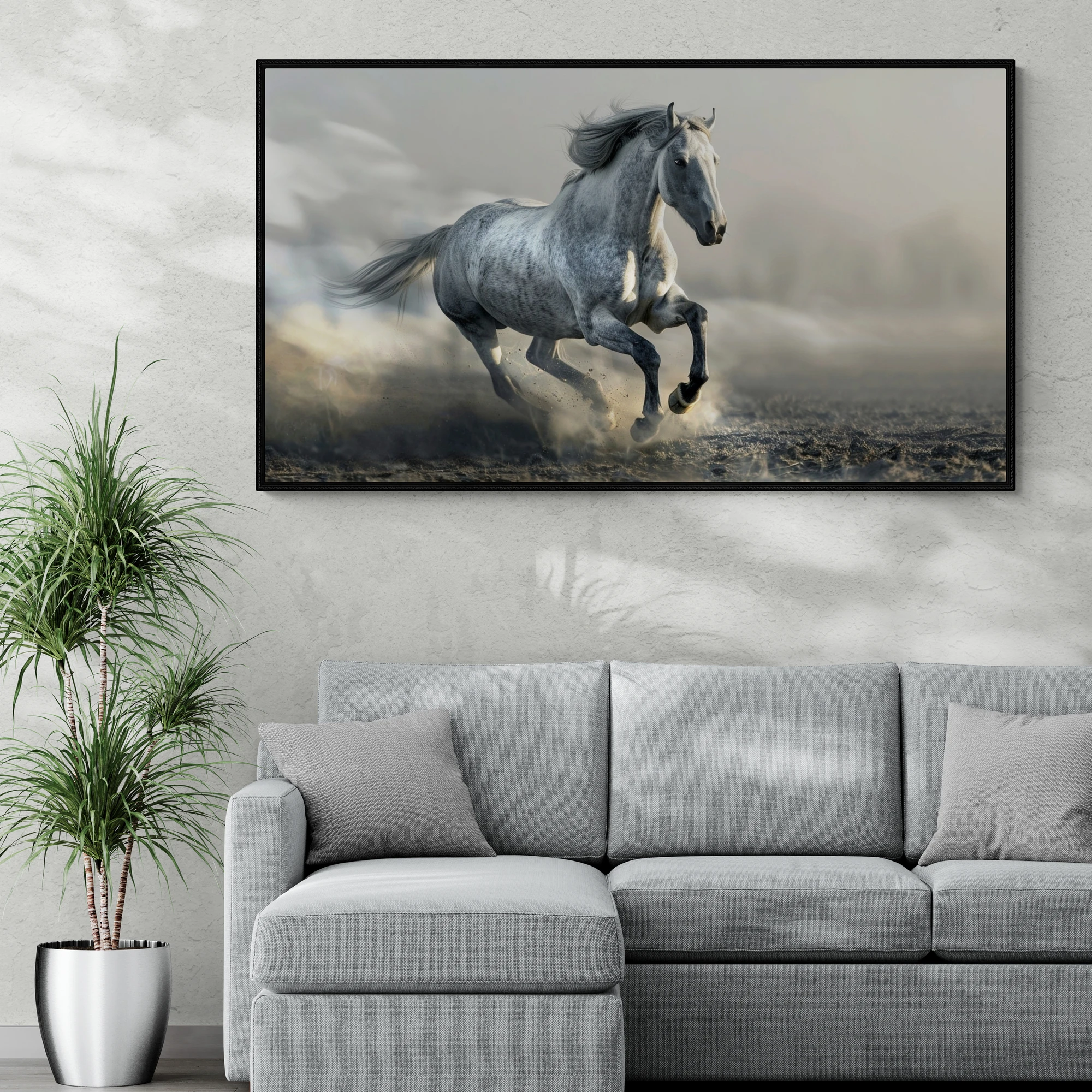 Energetic-Grey-Horse-Running-Print-Poster-Modern-Pop-Wall-Art-Animal ...