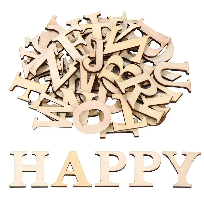 26Pcs/Set Wood Letters Unfinished A-Z Wooden Alphabets Letter Pieces ...