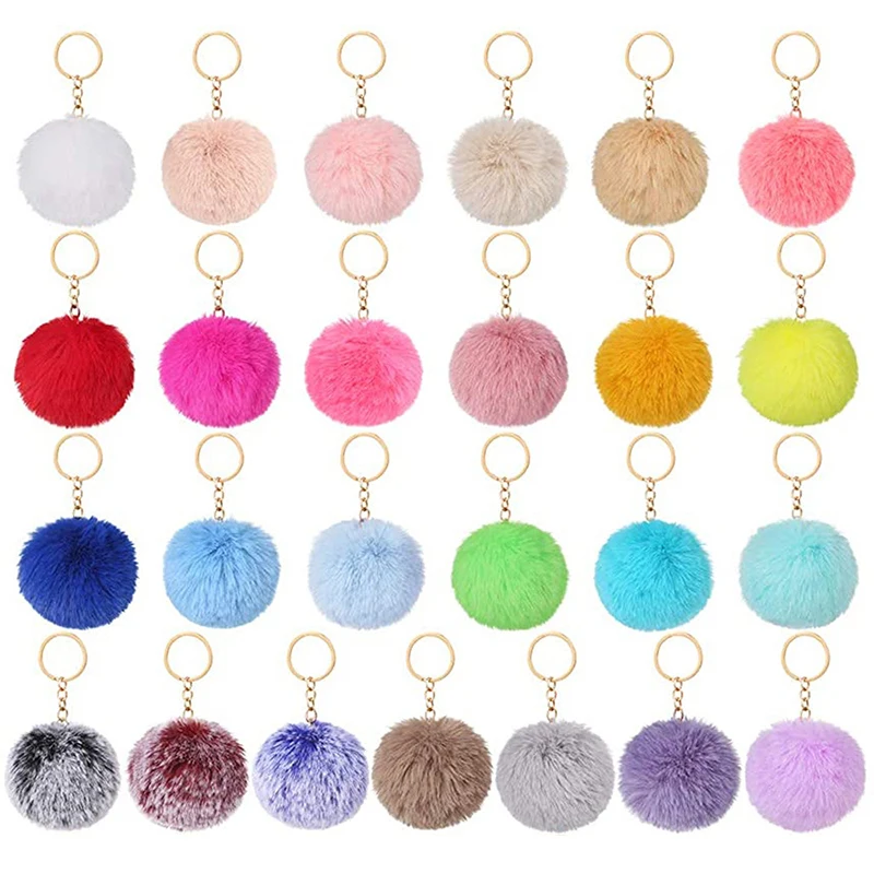 8cm-28-Colors-Fluffy-Rabbit-Fur-Ball-Key-Chain-Cute-Cream-Black-Pompom ...