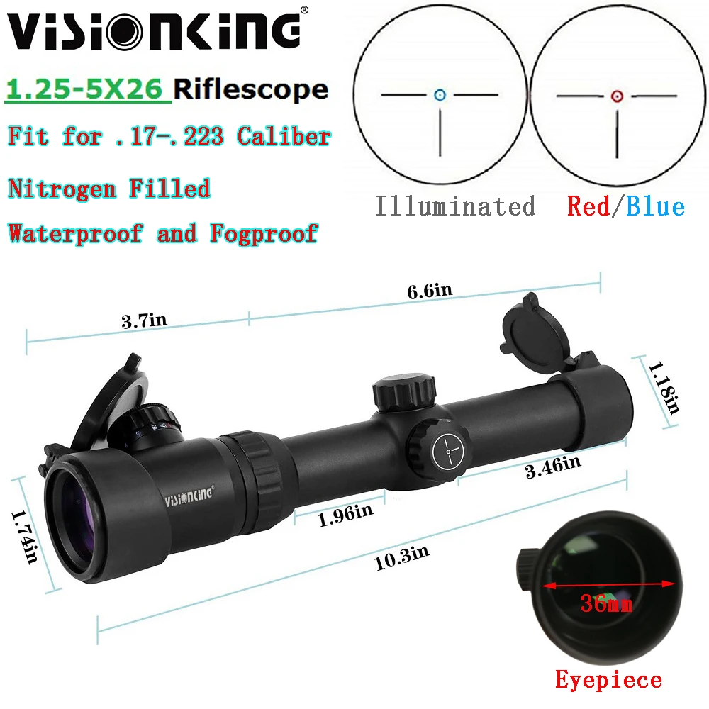 Visionking-1-25-5x26-Hunting-Riflescope-Fit-For-223-Three-Pin-Reticle-Illuminated-Sniper-Rifle ...