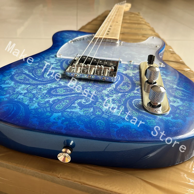 Bright-blue-printed-pattern-electric-guitar-22-tone-finger-board ...