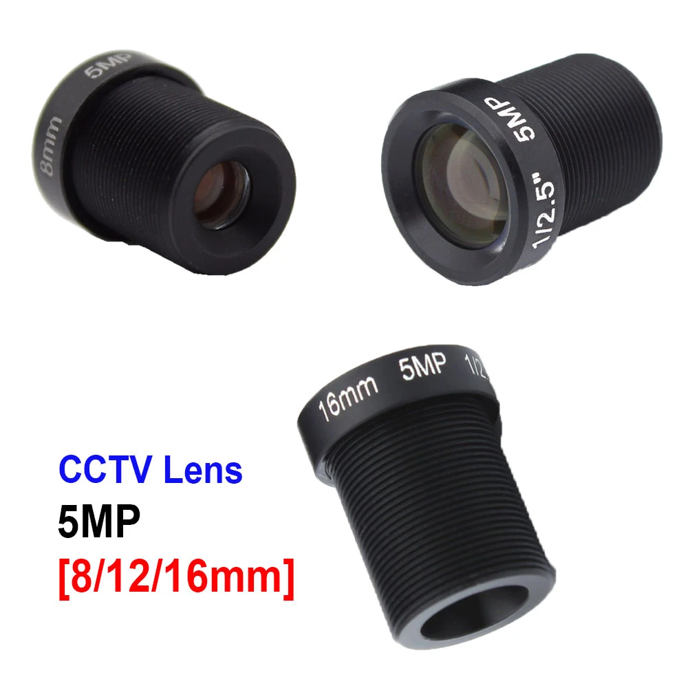 HD 5MP 8mm/12mm/16mm CCTV Lens 1/2.5" IR Board M12x0.5 MTV View 20M/30M ...