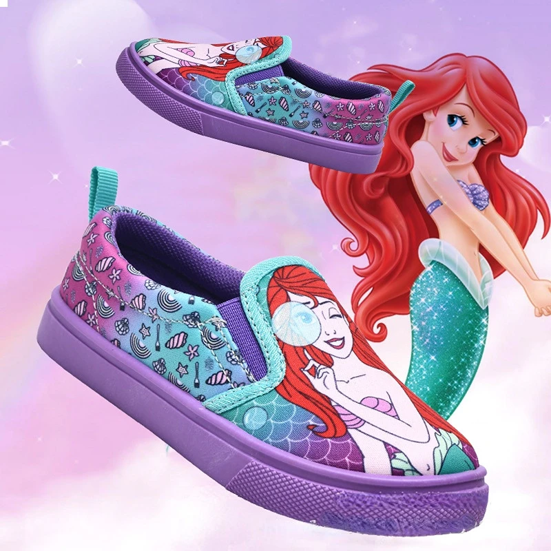 Disney Girl's Mermaid Canvas Shoes Children Cartoon Spiderman Princess ...