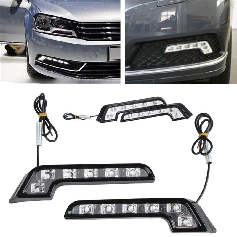 2PCS Universal LED Car Daytime Running Light 6LED 12V L shaped DRL White Light 660LM Waterproof ...