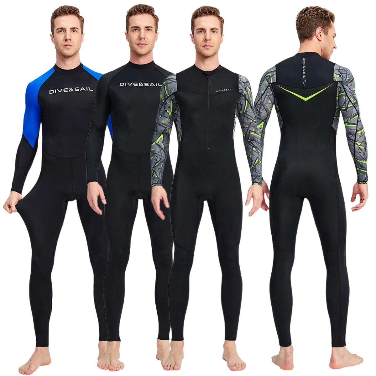 Men Wetsuit Long Sleeve Swimsuit Surf Scuba Full Body Diving Suit UV ...