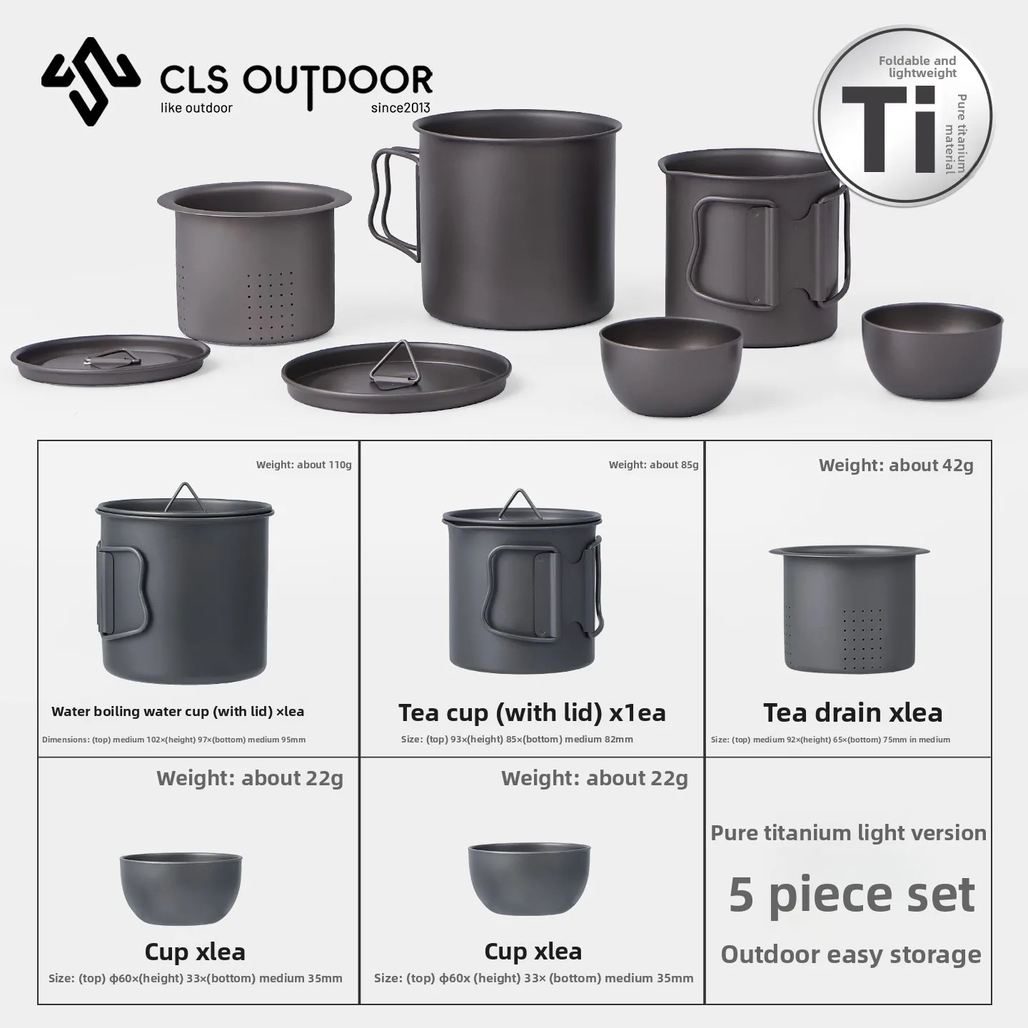 CLS&NOBANA New Pure Titanium Tea Set Outdoor Travel Tea Pot Portable ...