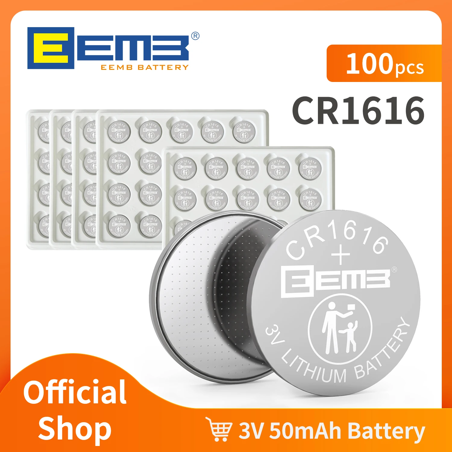 EEMB 5~100PCS CR1616 3V Button Battery Lithium Batteries 50mAh Battery ...