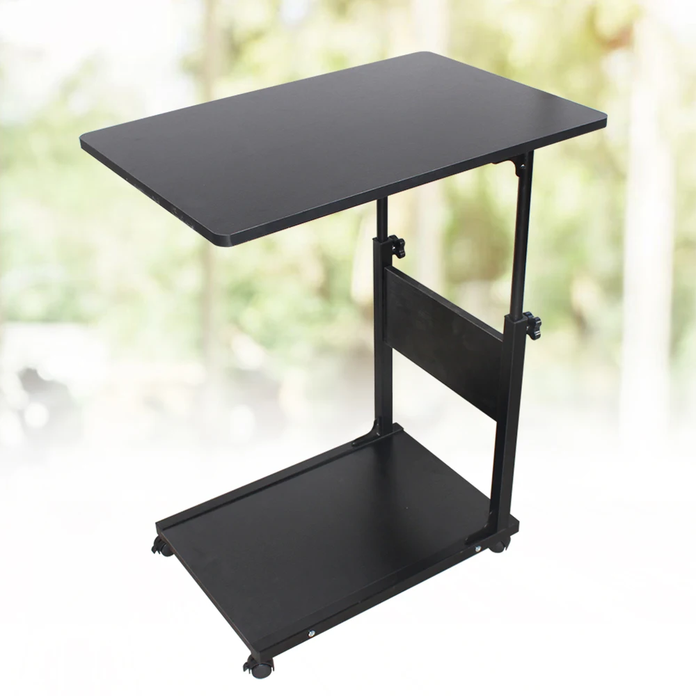 Black-Portable-Mobile-Laptop-Table-Height-Adjustable-Side-Table-Small ...