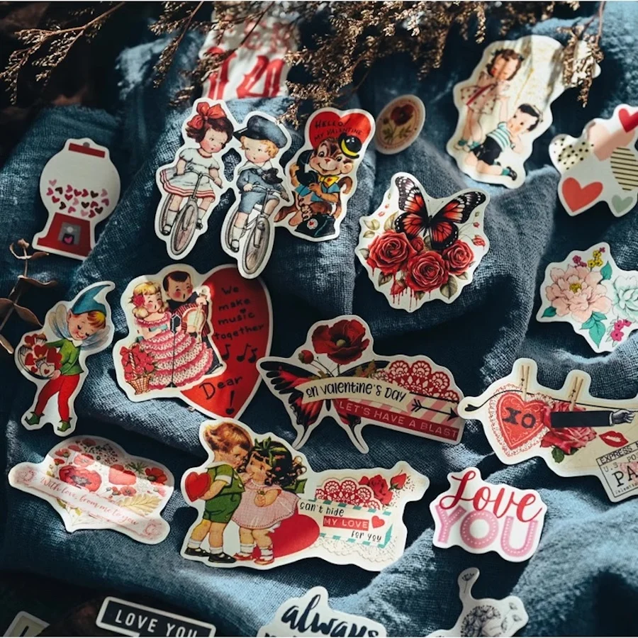 KSCRAFT 100pcs Vintage Valentine Paper Stickers for DIY Scrapbooking ...