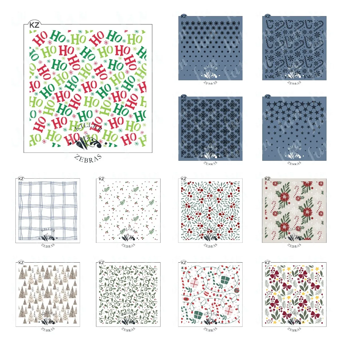 Christmas-Holly-Jolly-Layering-Drawing-Stencils-for-Scrapbooking ...