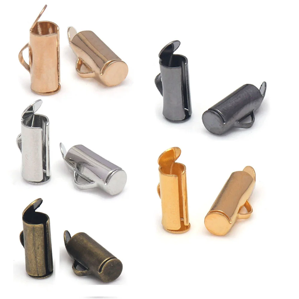 30-50Pcs-Slide-On-Clasp-End-Tubes-Clasp-Platinum-Iron-Slider-End-Caps ...