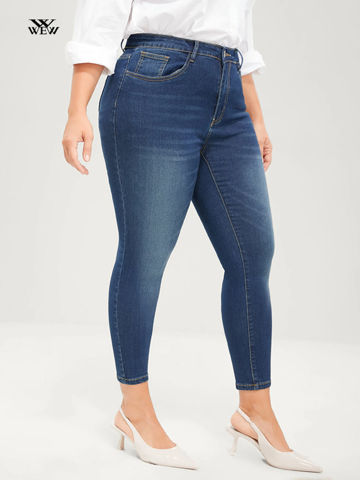 Plus-Size-Pencil-Jeans-for-Women-100-Kgs-Full-Length-Skinny-Denim-Pants ...