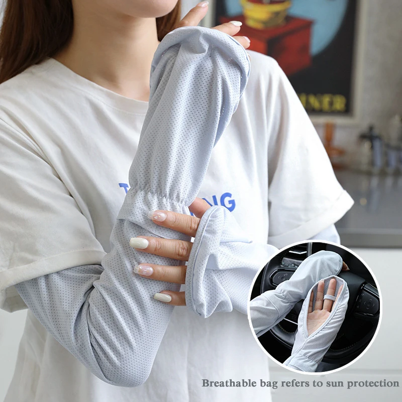 Large Size Ice Sleeve Gloves Women's Summer Driving Sun Protection Arm ...