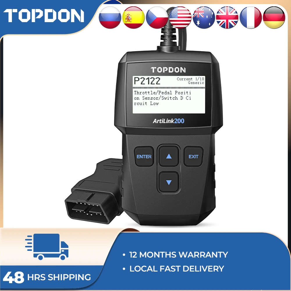 TOPDON AL200 Full OBD2 Scaner For Car Auto Professional Diagnostic DTC ...