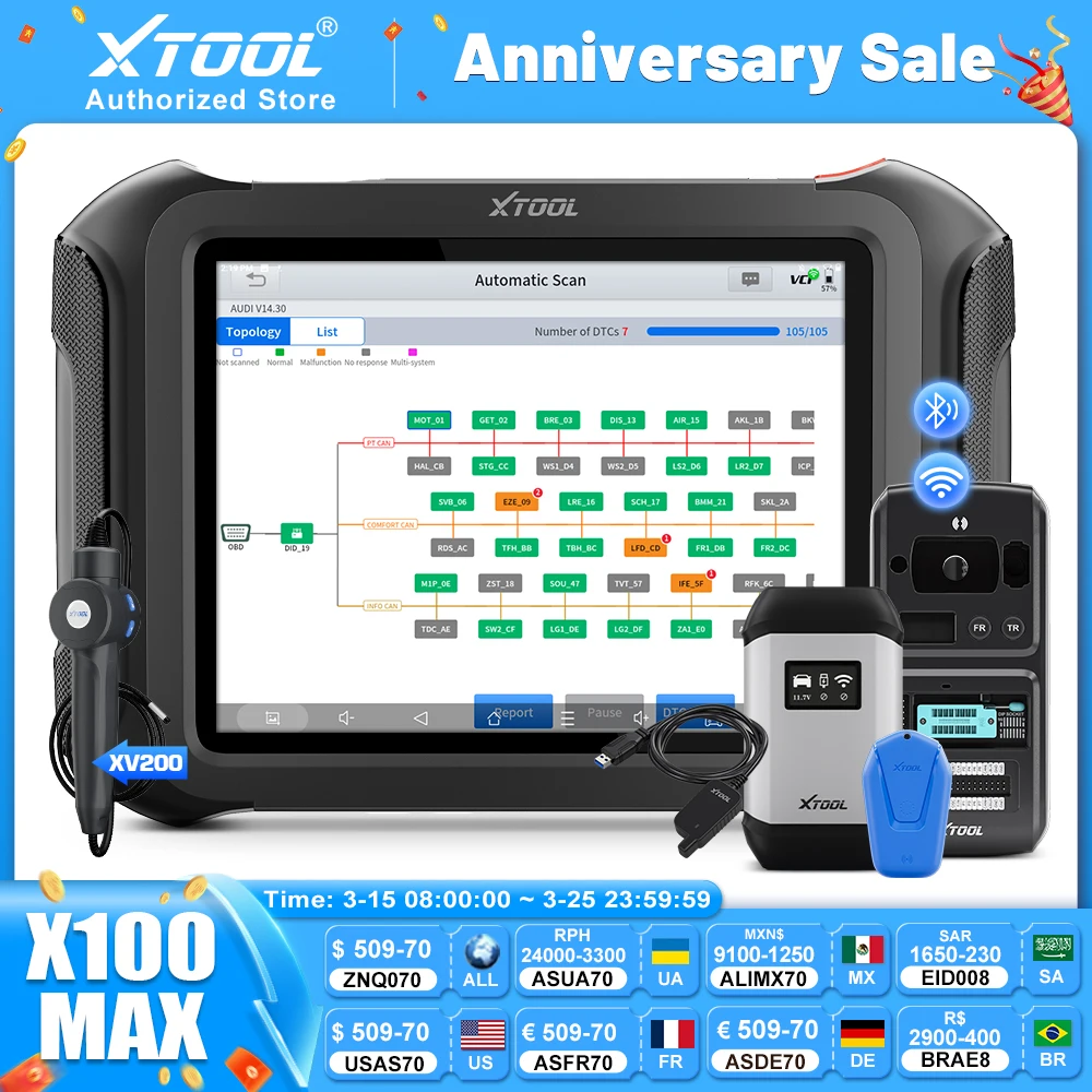 XTOOL X100 MAX Programator Kluczy Samochodowych Auto IMMO Pilot ...