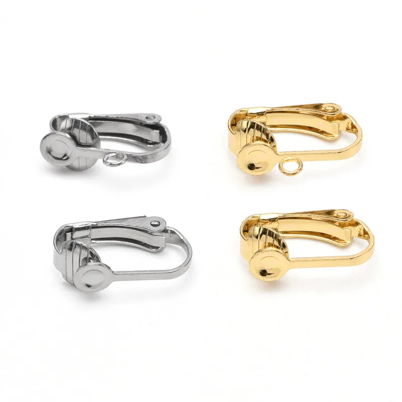 10pcs/lot Stainless Steel Non-pierced Clip Back Clip on Earrings with ...
