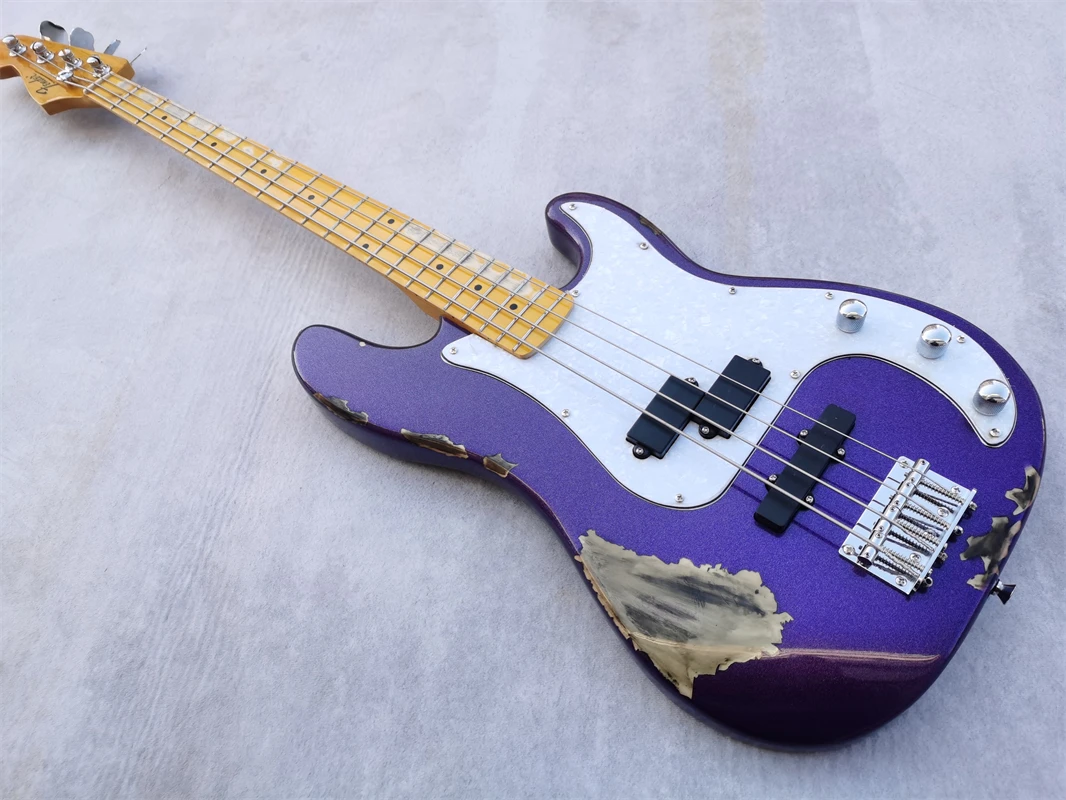 Factory-Relic-Metal-Purple-4-string-PJ-bass-chrome-hardware-white-pearl ...