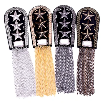 1Pcs Vintage Five Star Tassel Chain Shoulder Board Badges Beads Fabric ...