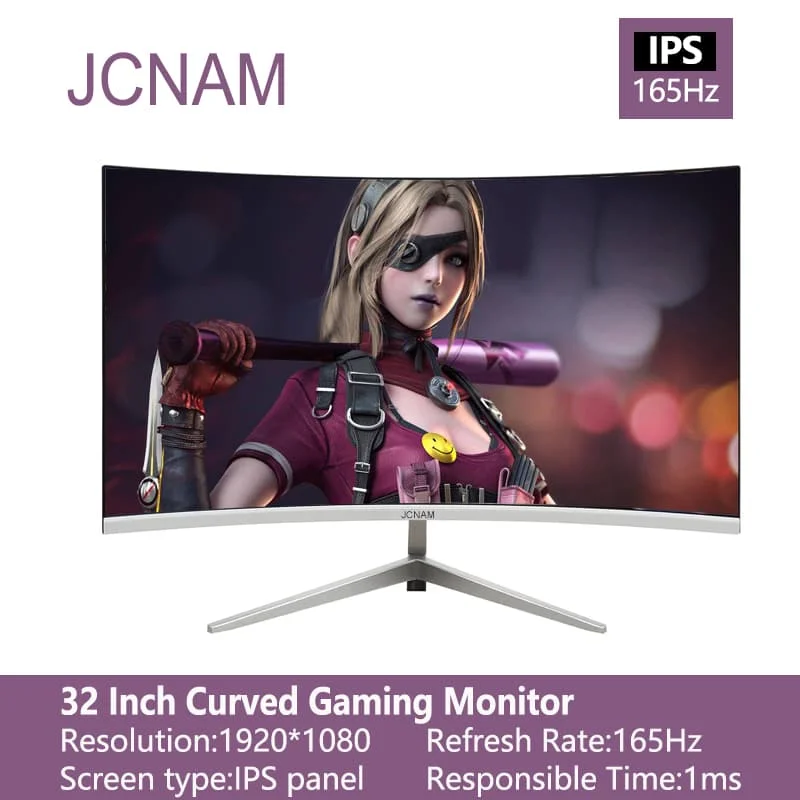 JCNAM-32-inch-Curved-Gaming-Monitor-Gamers-165Hz-1080P-Monitor-Office ...