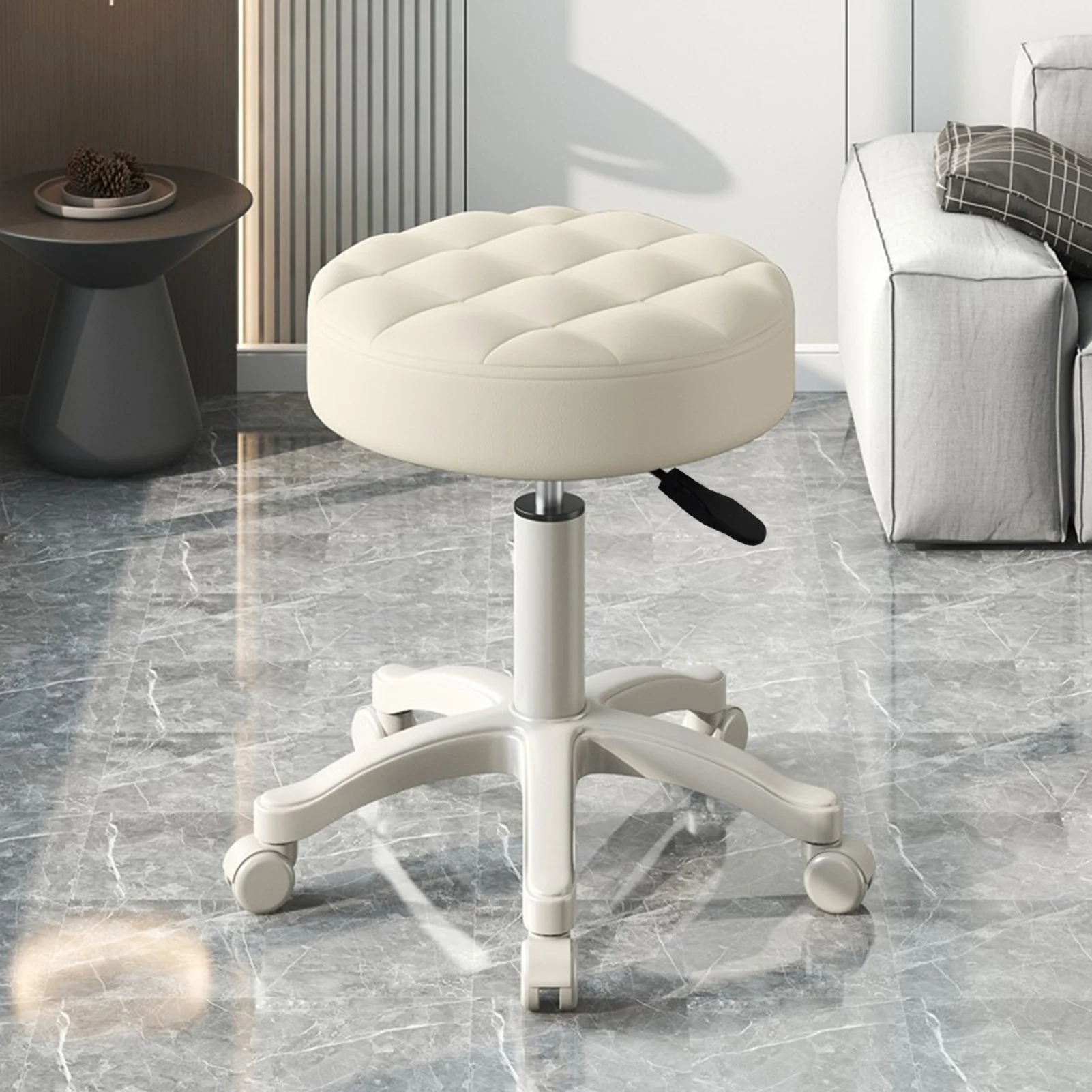 Rolling-Round-Stool-With-5-Swivel-Casters-360-Rotation-Faux-Leather ...