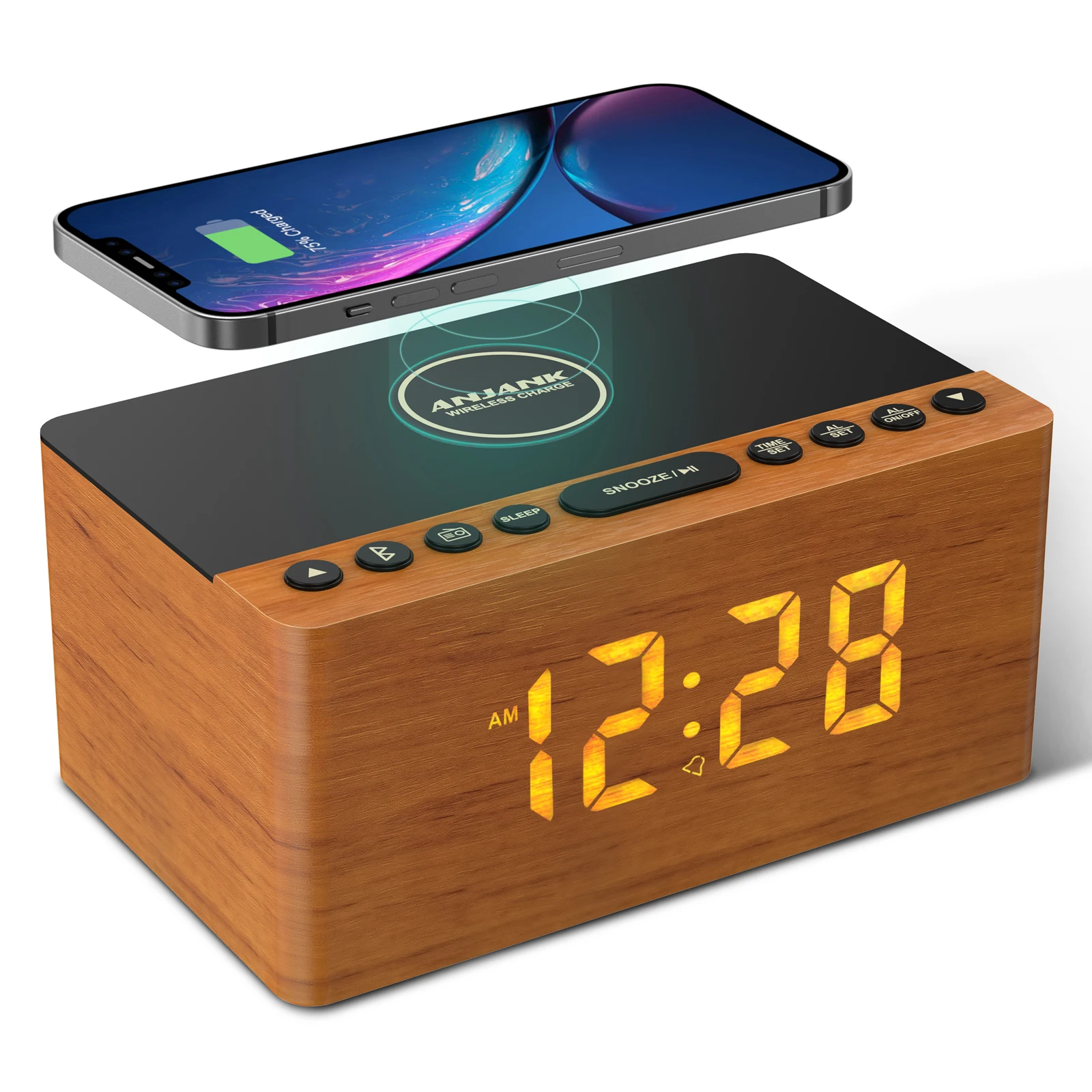 ANJANK-reloj-despertador-con-Altavoz-Bluetooth-Radio-FM-estaci-n-de ...
